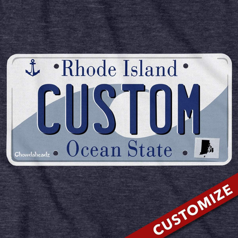 Custom Rhode Island License Plate T-Shirt – Chowdaheadz