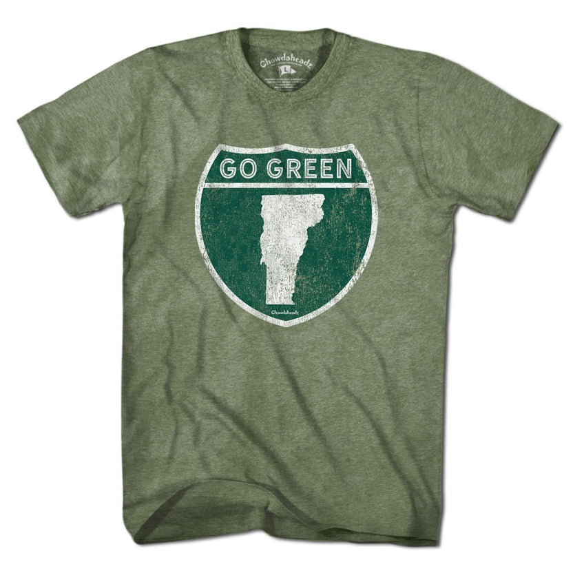Go Green Vermont Highway Sign T-Shirt – Chowdaheadz
